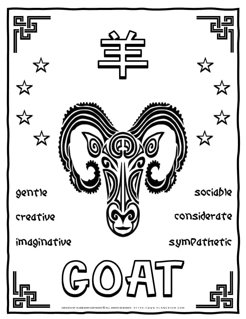 Chinese New Year Coloring Pages Year Of The Goat