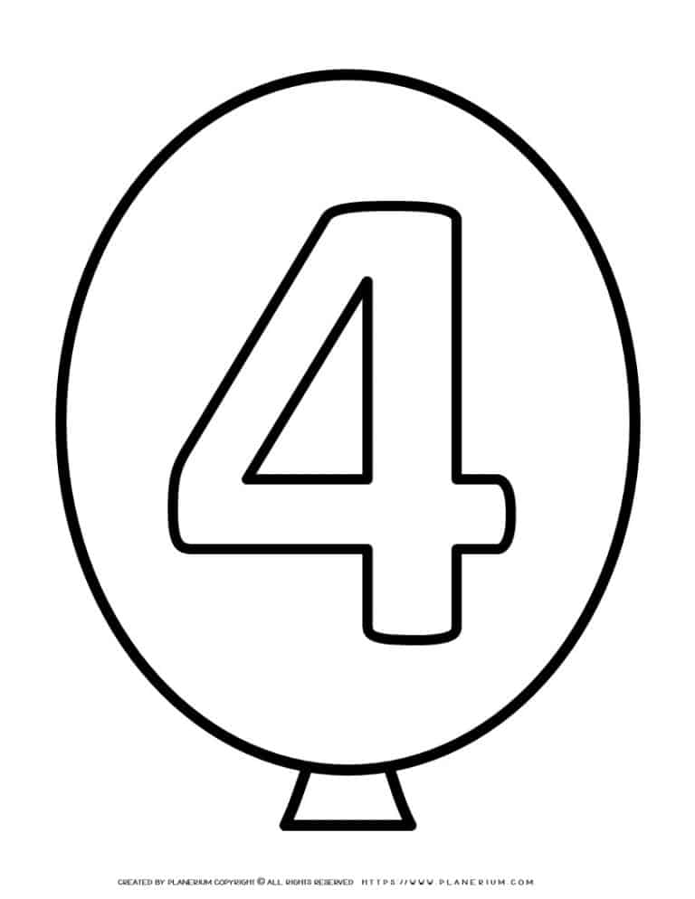 Balloon Outline - Number Four | Planerium