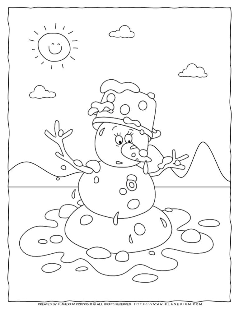 Winter - Coloring pages - Penguin and Snowflakes | Planerium