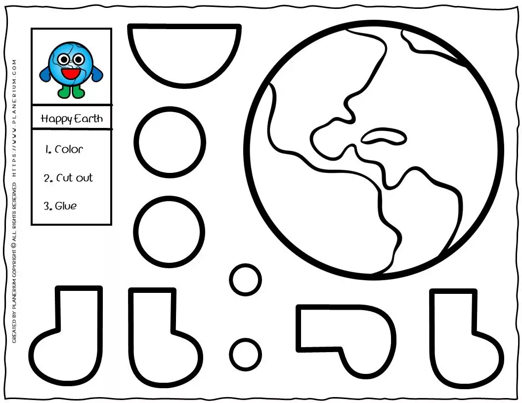 Cut And Glue Worksheet - Happy Earth | Planerium