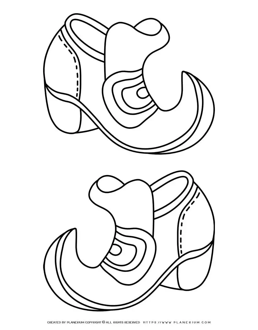 Printable Leprechaun Shoes Coloring Page for Fine Motor