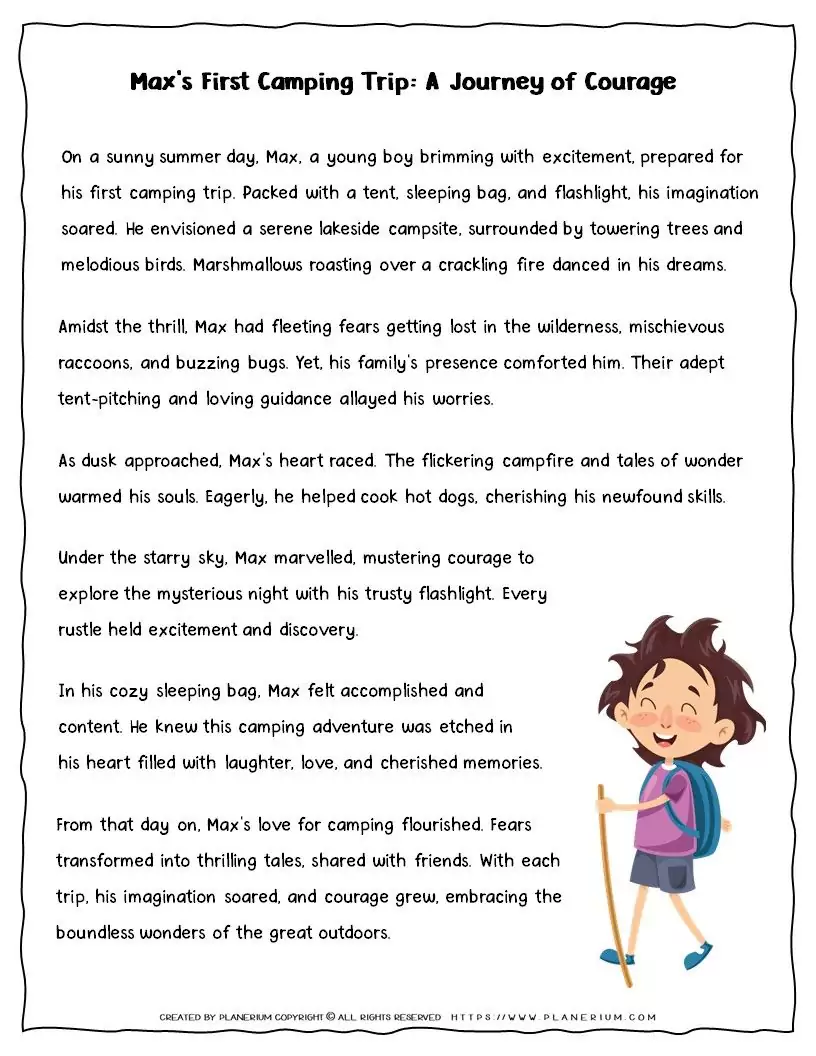 Max's First Camping Trip - A Story of Courage for Kids K-2