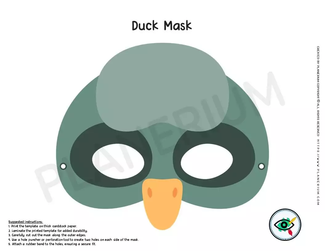 Colorful Printable Duck Mask Template for Kids