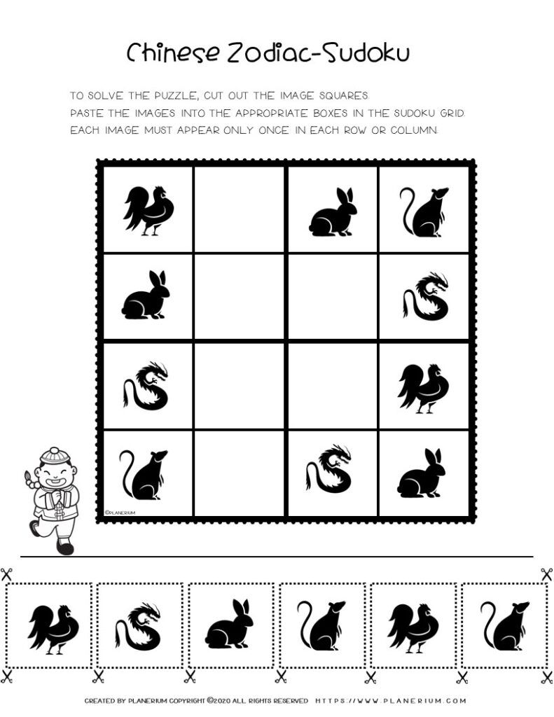 Chinese Zodiac Image Sudoku - A Unique Twist for Young Logical Minds!