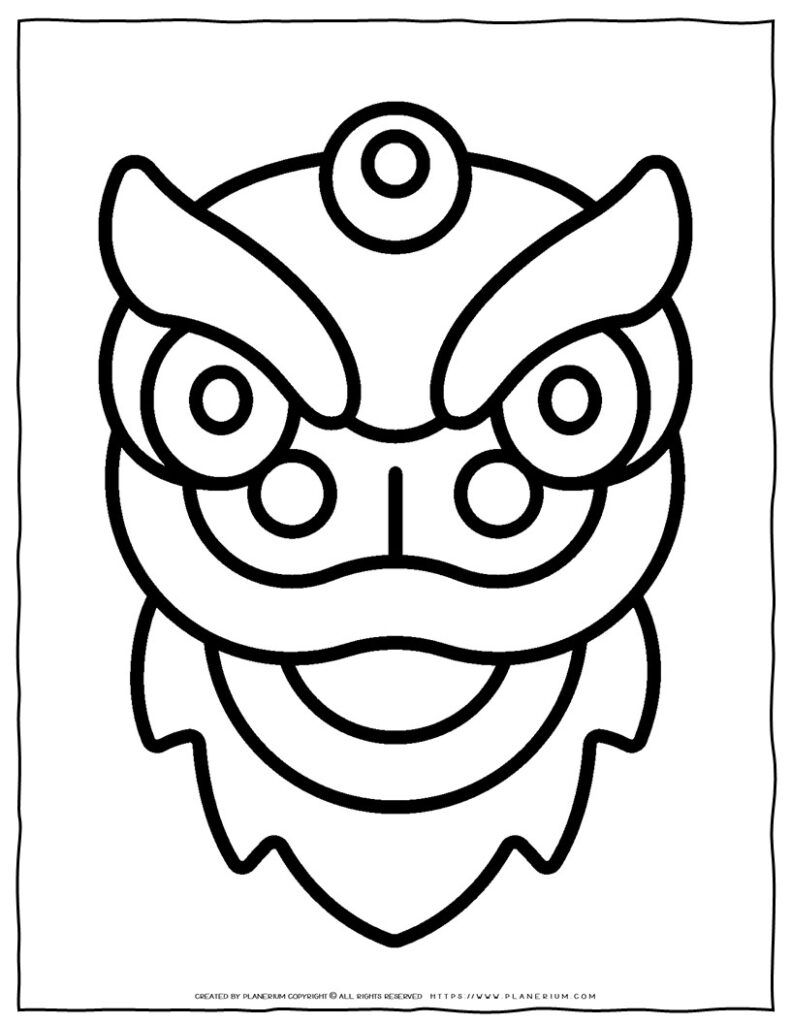Chinese Dragon Mask Coloring Pages Chinese Dragon Coloring Page