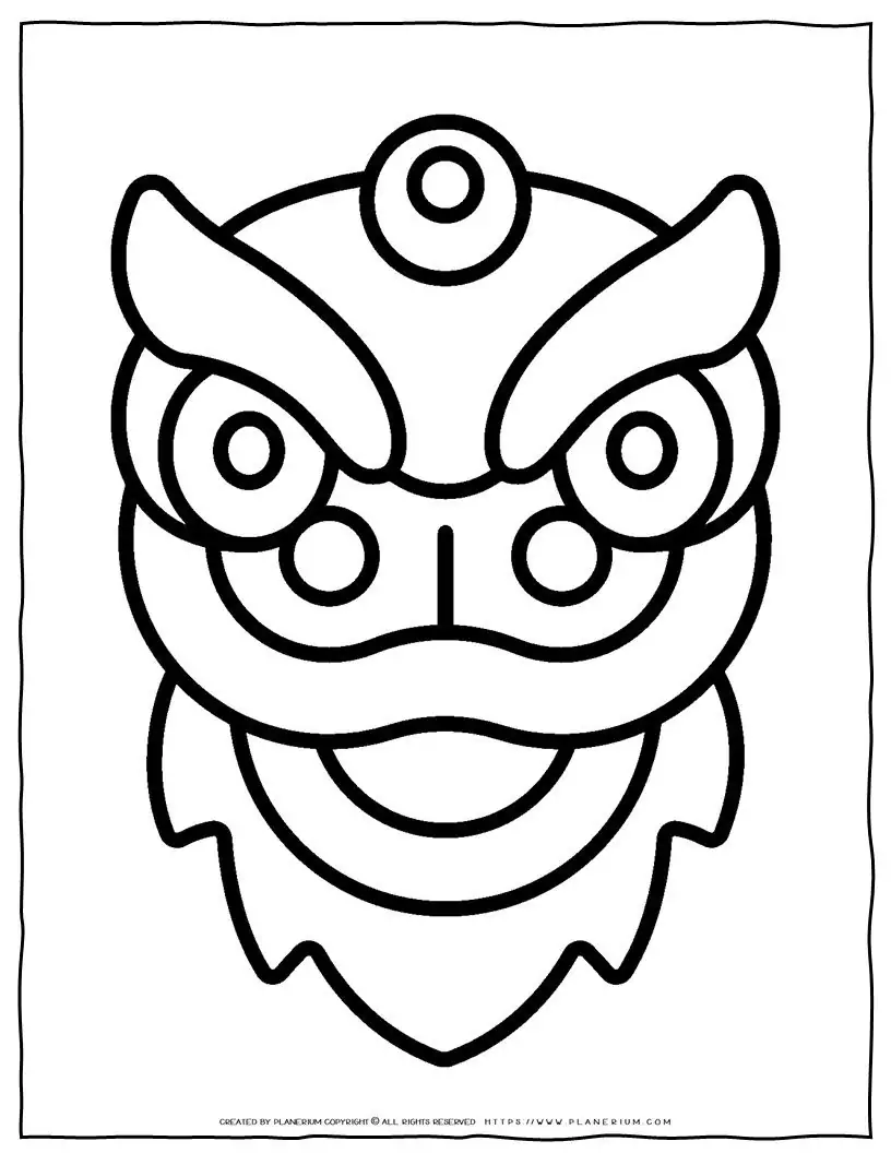 Unleash the Dragon Essence: Free Chinese Dragon Mask Coloring Page