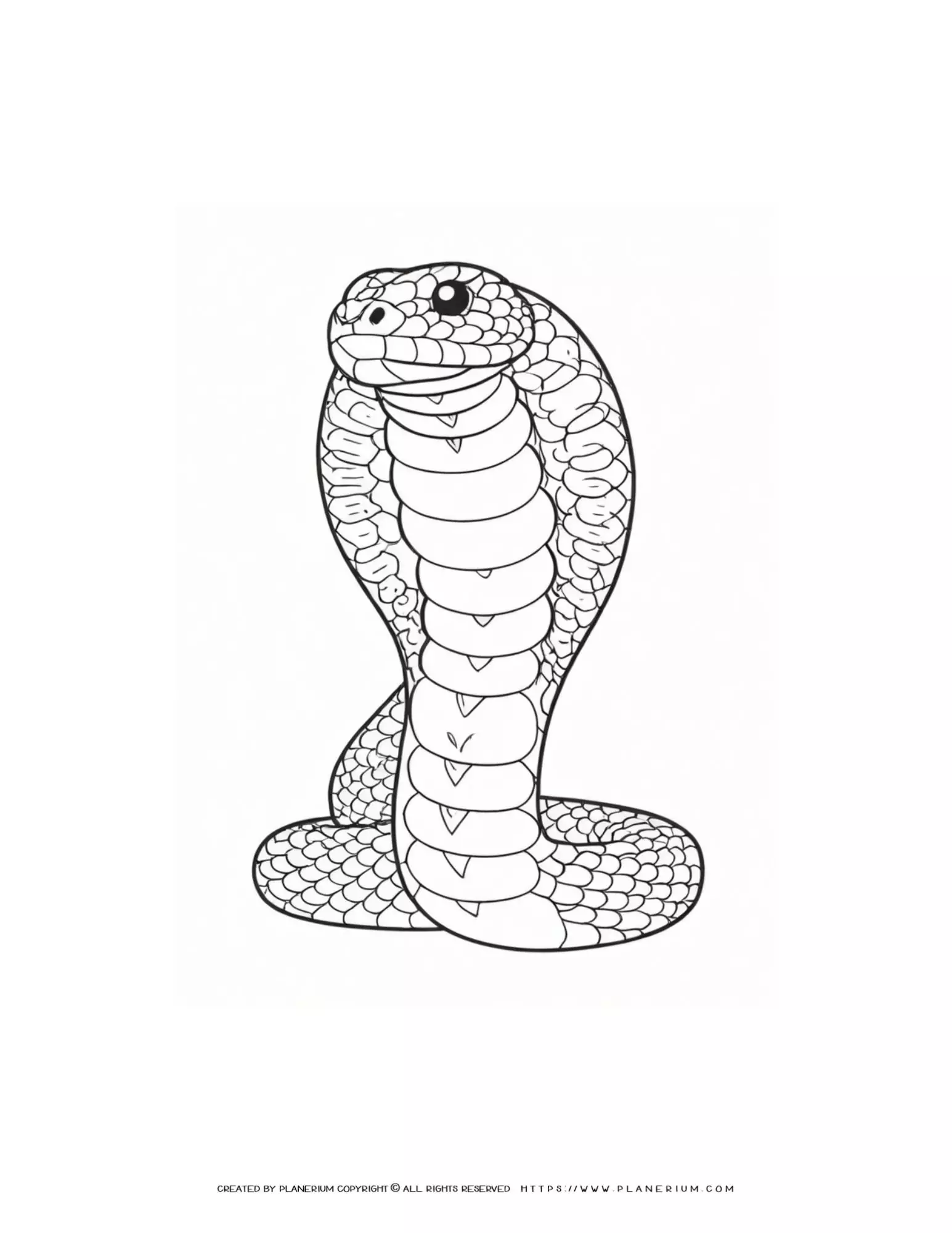 Captivating Detailed Cobra Snake Outline Coloring Page for Kids
