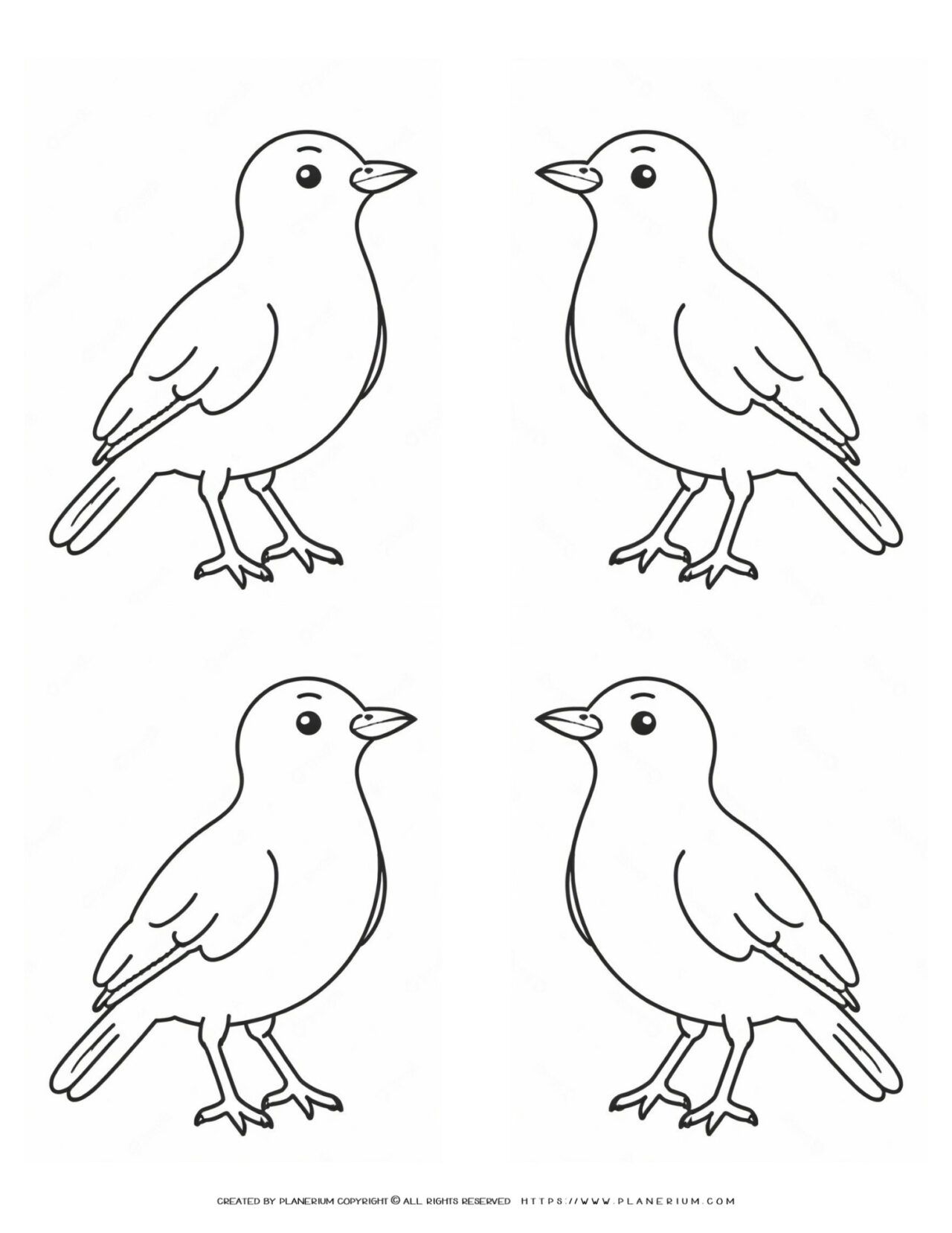 Engaging Printable: Four-Outlined-Birds-Ready-for-Color for Kids