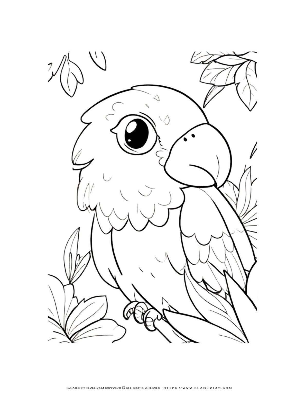 Engage Kids with Perched Parrot Bird Coloring Page