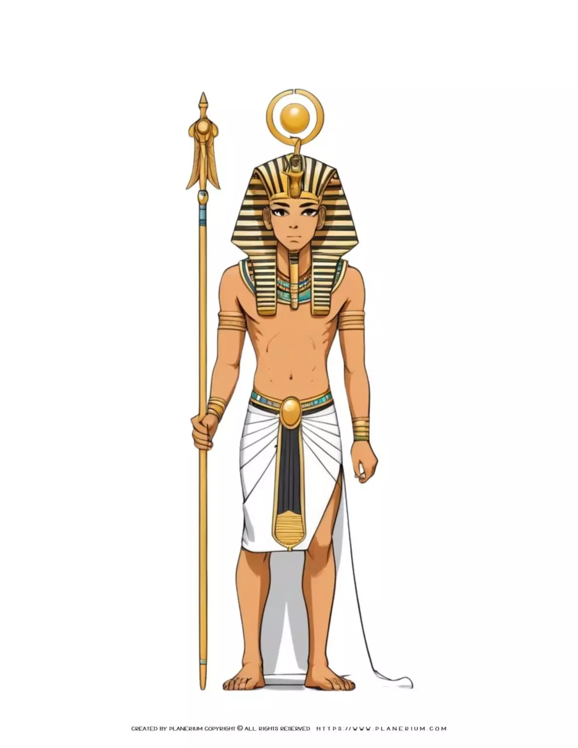 Ancient Pharaoh Standing Colorful Detailed Illustration
