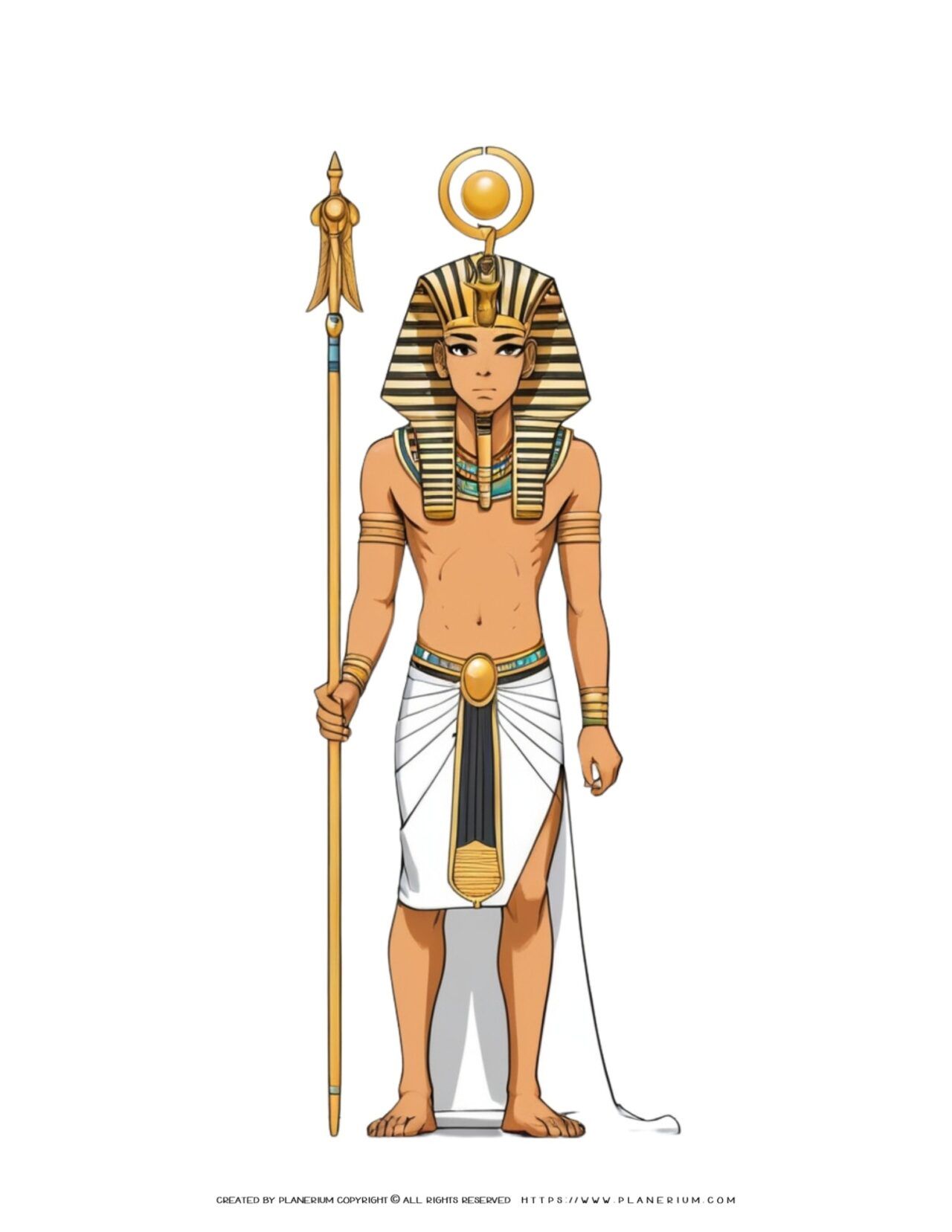 Ancient Pharaoh Standing Colorful Detailed Illustration
