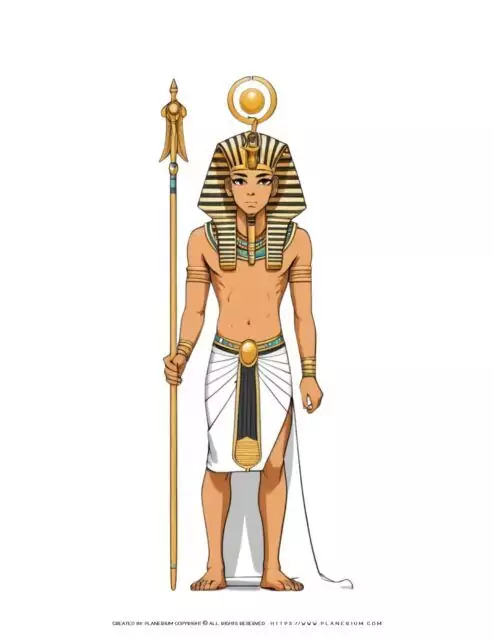 Ancient Pharaoh Standing Colorful Detailed Illustration
