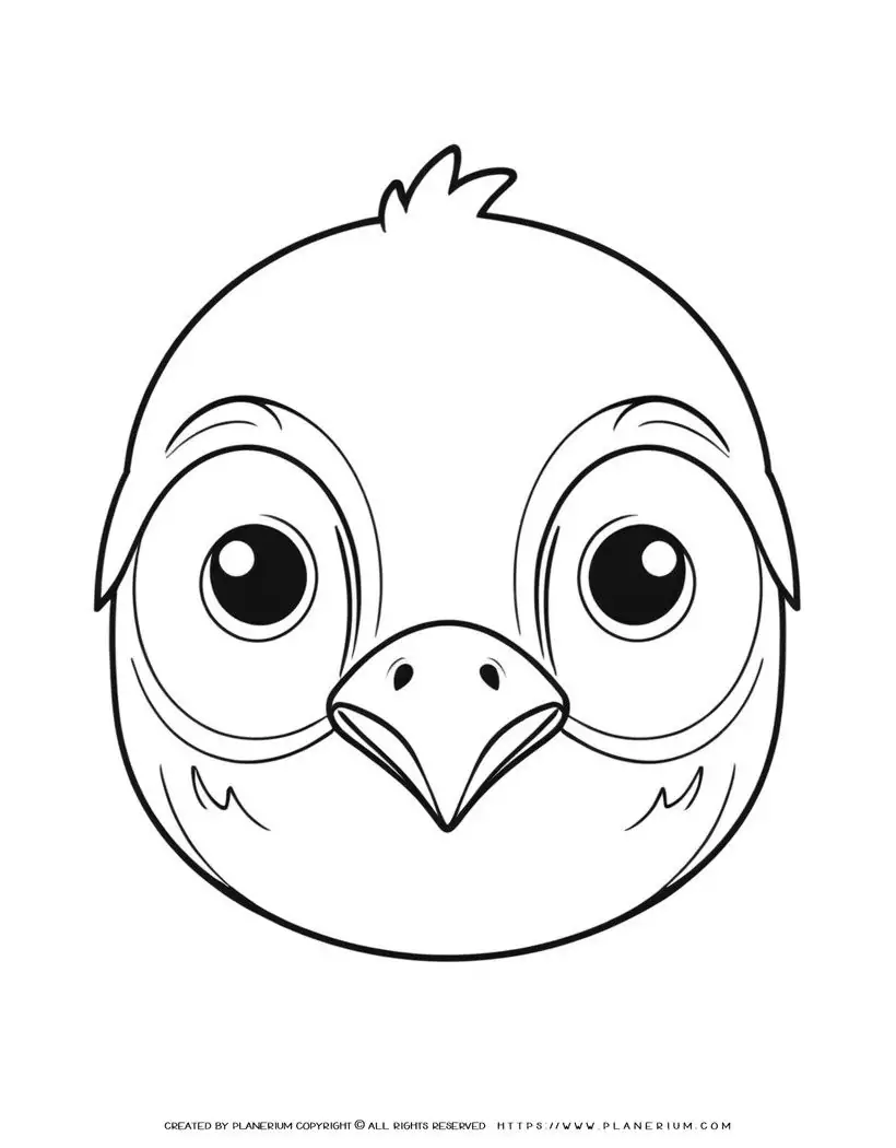 Big Bird Face Front View Coloring Page