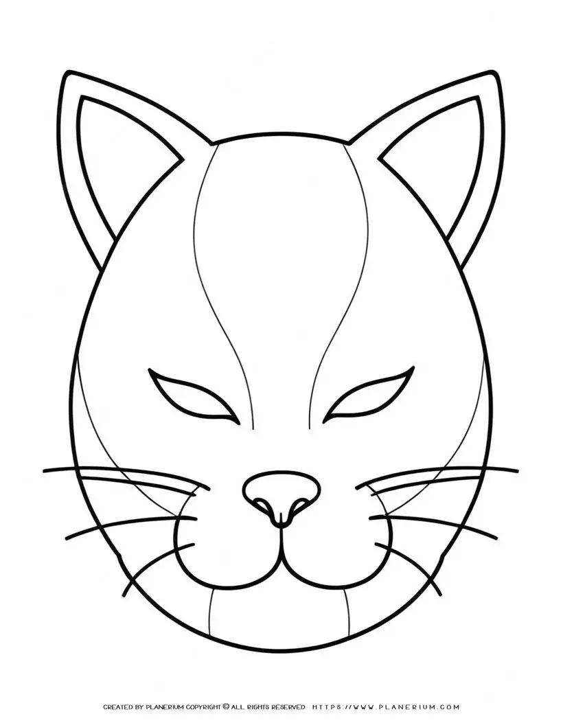 Cat Outline Face Mask Coloring Page for Kids 🐱