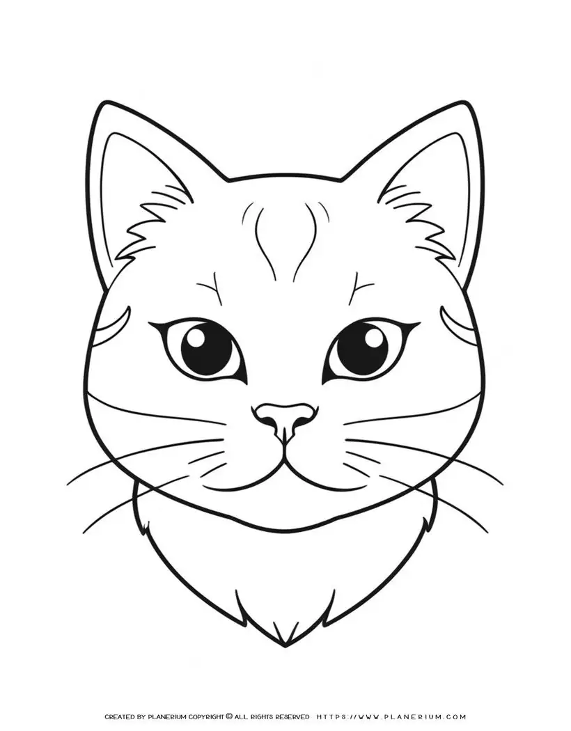 Free Printable Cat Portrait Outline Coloring Page