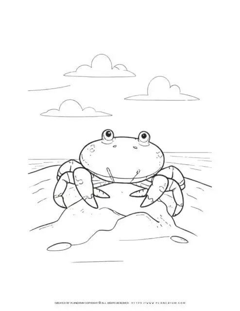 Crab On The Beach Coloring Page 25 Crab Coloring Pages: Fun Free