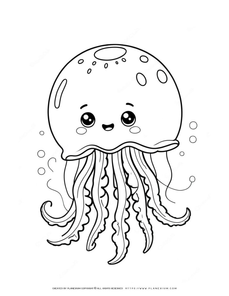 Coloring Page: Fun Cartoon Jellyfish for Kids and Adults