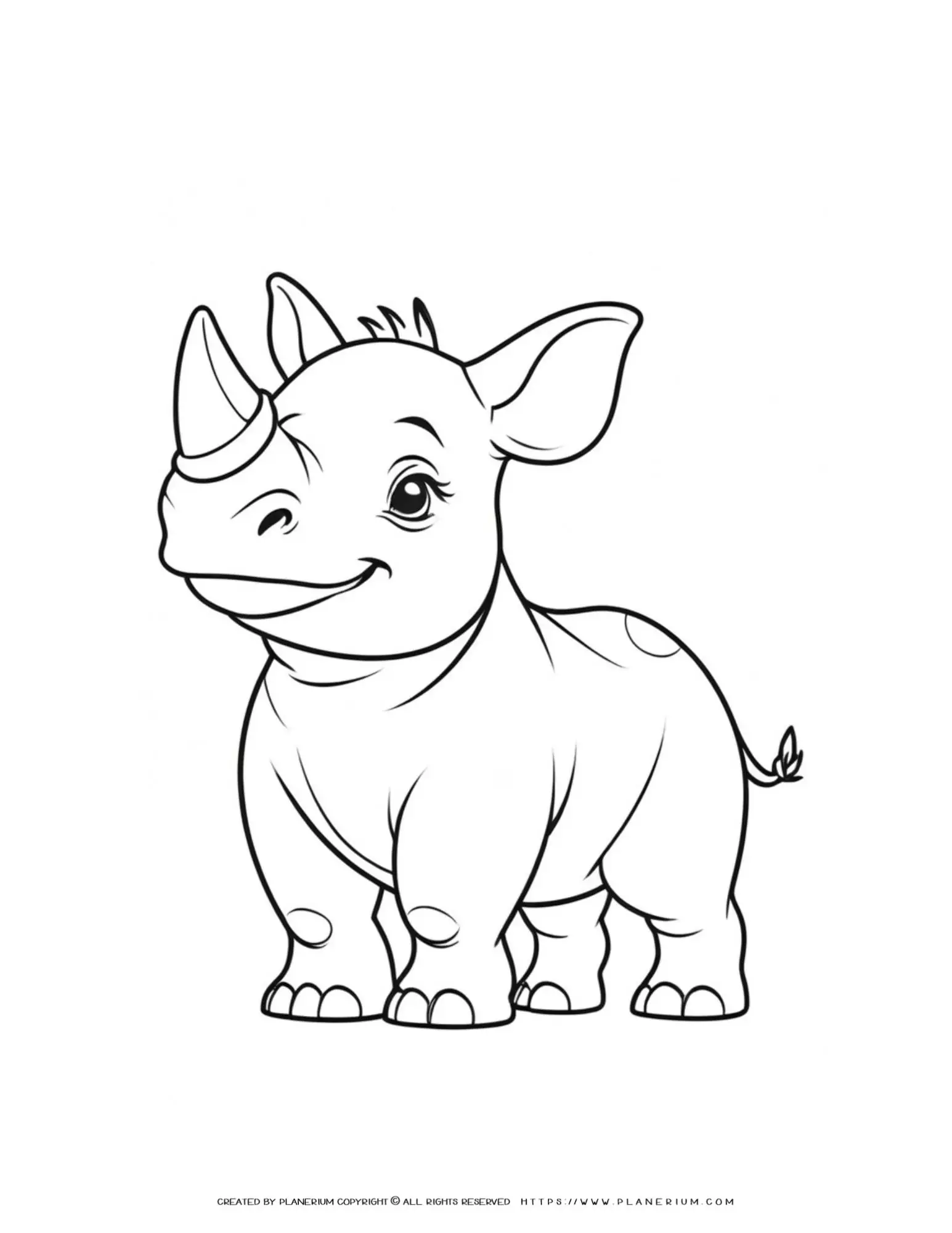 Happy Rhino Outline Coloring Page for Kids - Fun and Educational ...