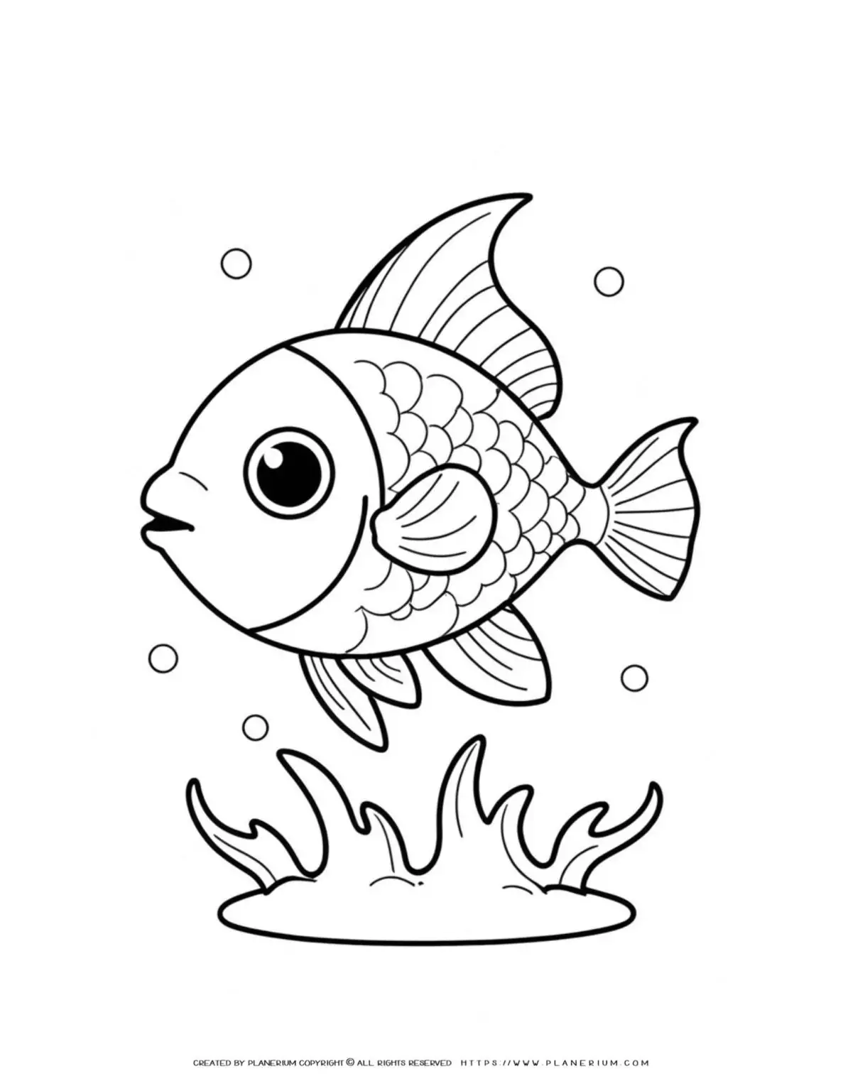 Unleash Creativity with Cartoon Goldfish Coloring Page Underwater