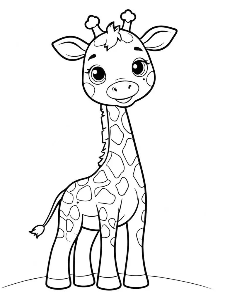 Cute Giraffe Coloring Page for Kids - Fun Wildlife Activity