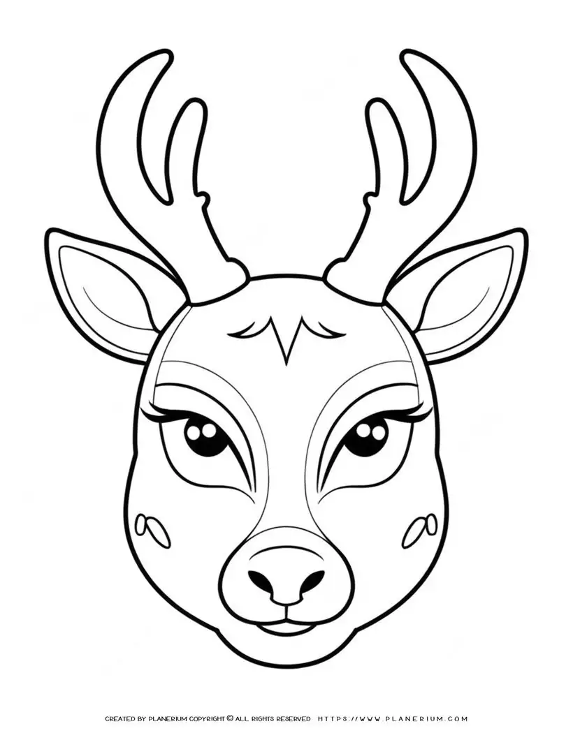 Free Deer Face Coloring Page for Kids