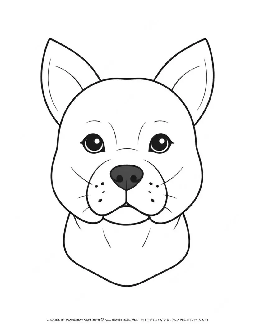 Dog Portrait Front View Illustration Printable for Kids