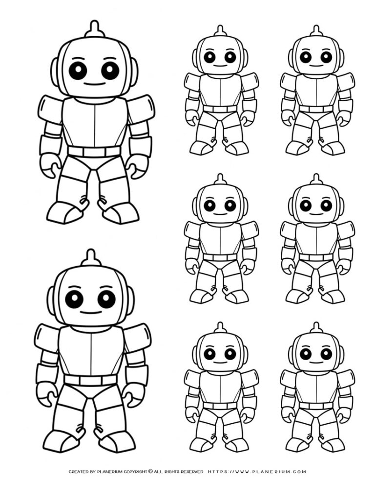 Eight Robots Different Sizes Template for Fun Learning!