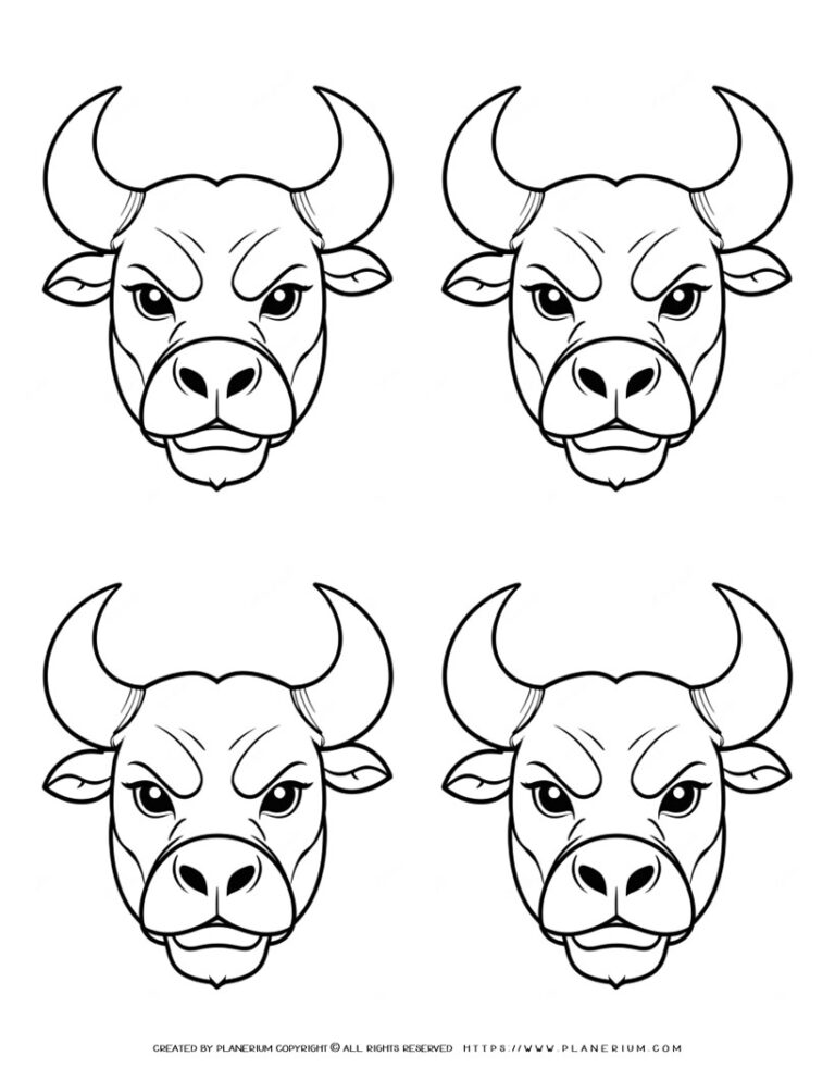 Bull Head Outlines Coloring Page for Kids and Adults