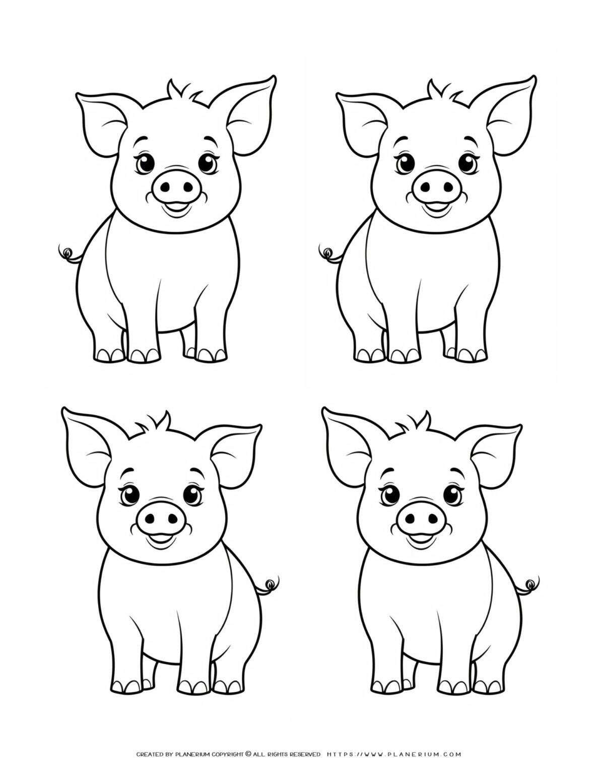 Template for gifts and craft projects featuring four adorable baby pig ...
