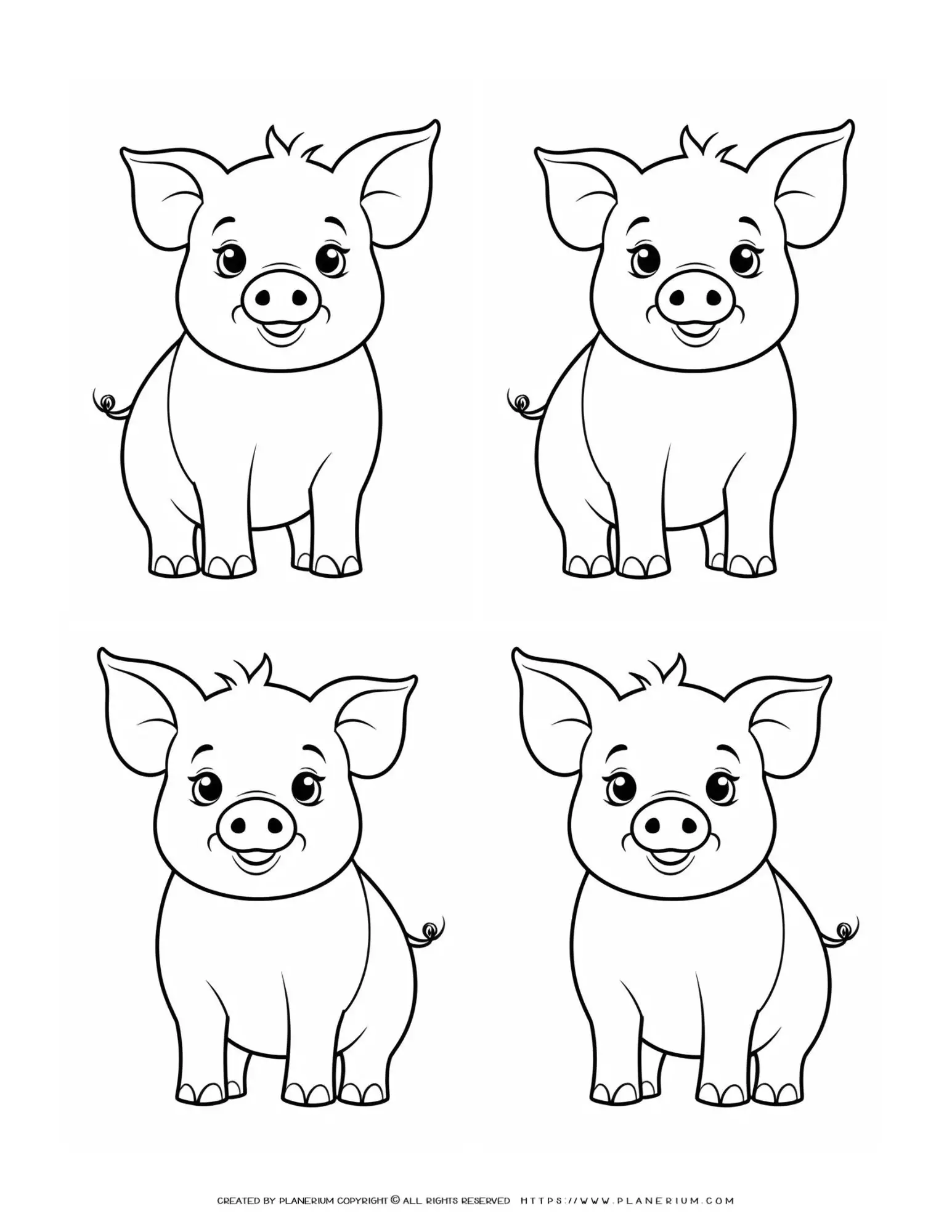 Template for gifts and craft projects featuring four adorable baby pig ...