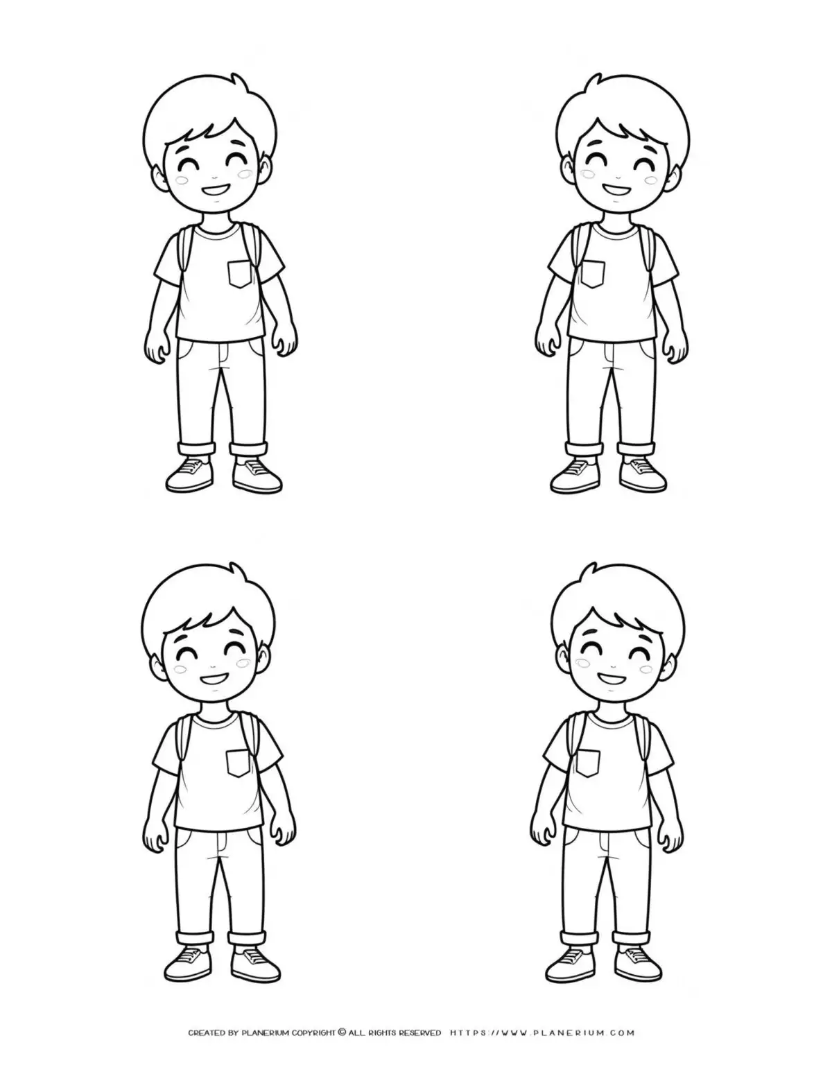 Cheerful Boys Outline Print for Nursery Decor - Fun Children's Illustration