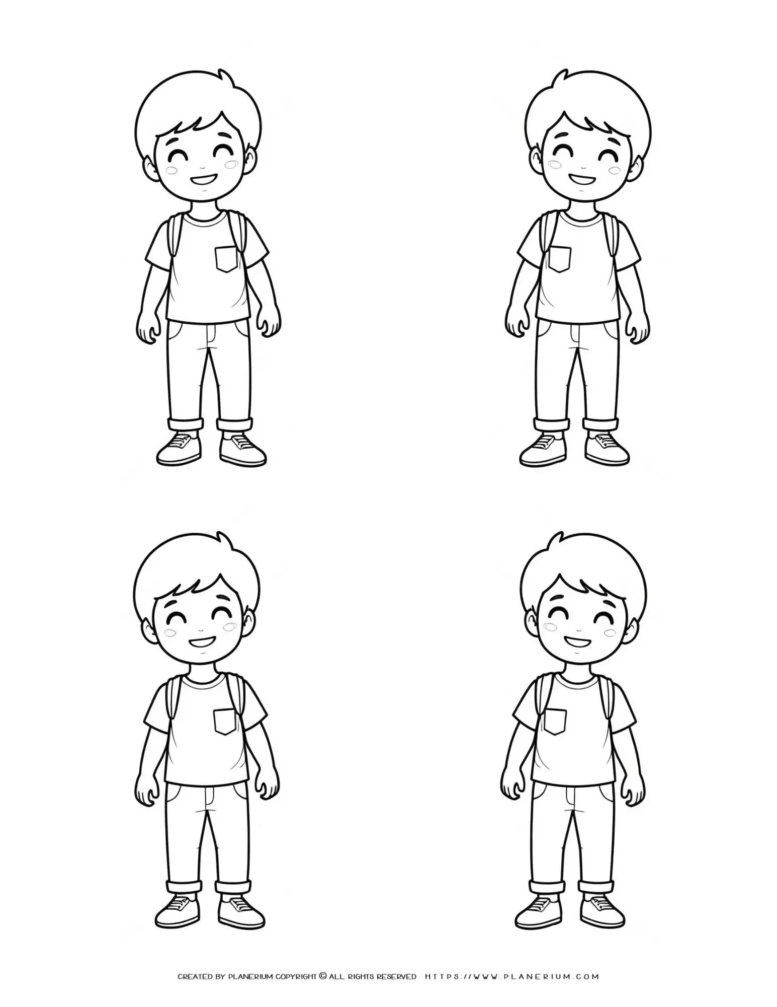 Cheerful Boys Outline Print for Nursery Decor - Fun Children's Illustration