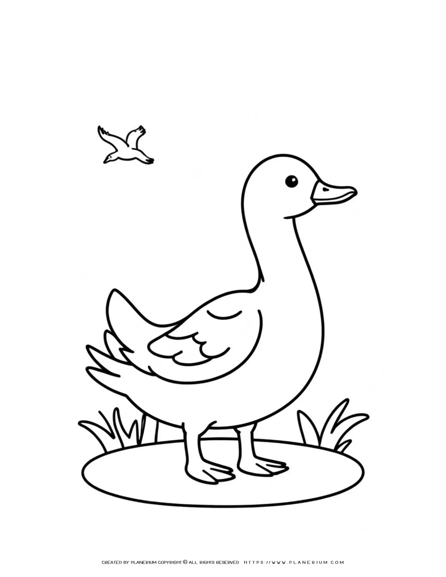 Simple Goose Coloring Page for Kids"