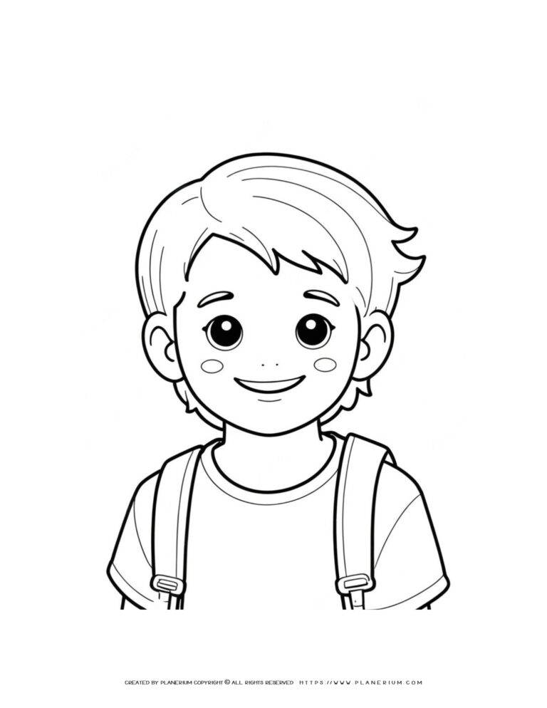 Boy Face Template - Curly Hair | Blank Template for Drawing and Coloring