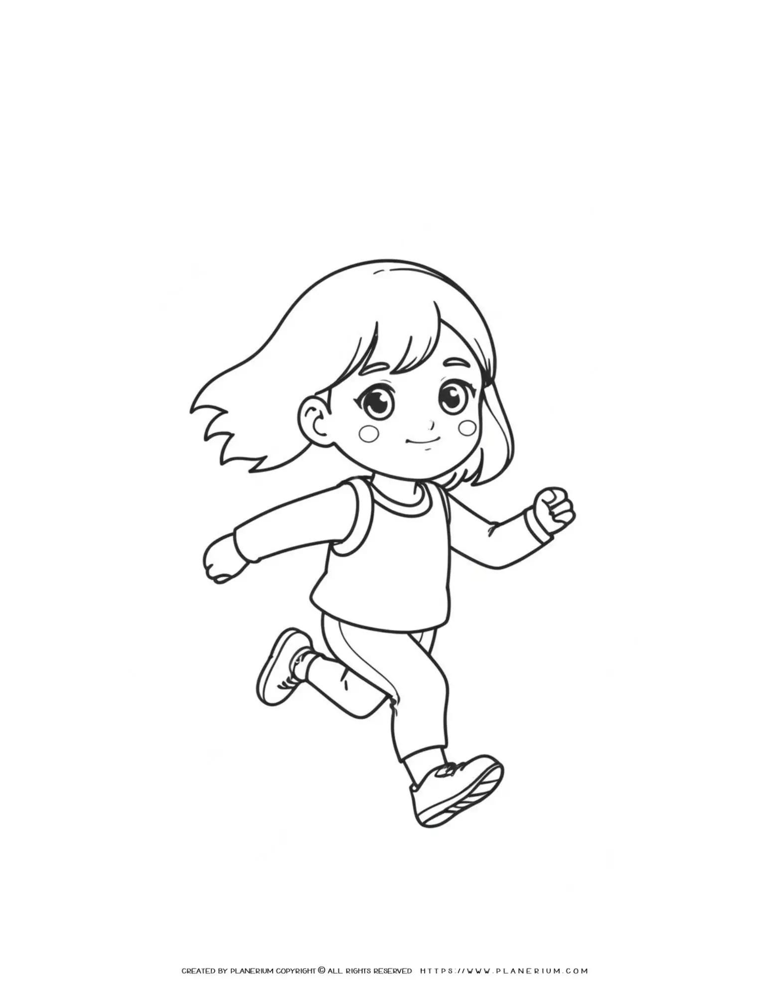 Little Girl Running Coloring Page for Kids - Fun and Easy Children's ...