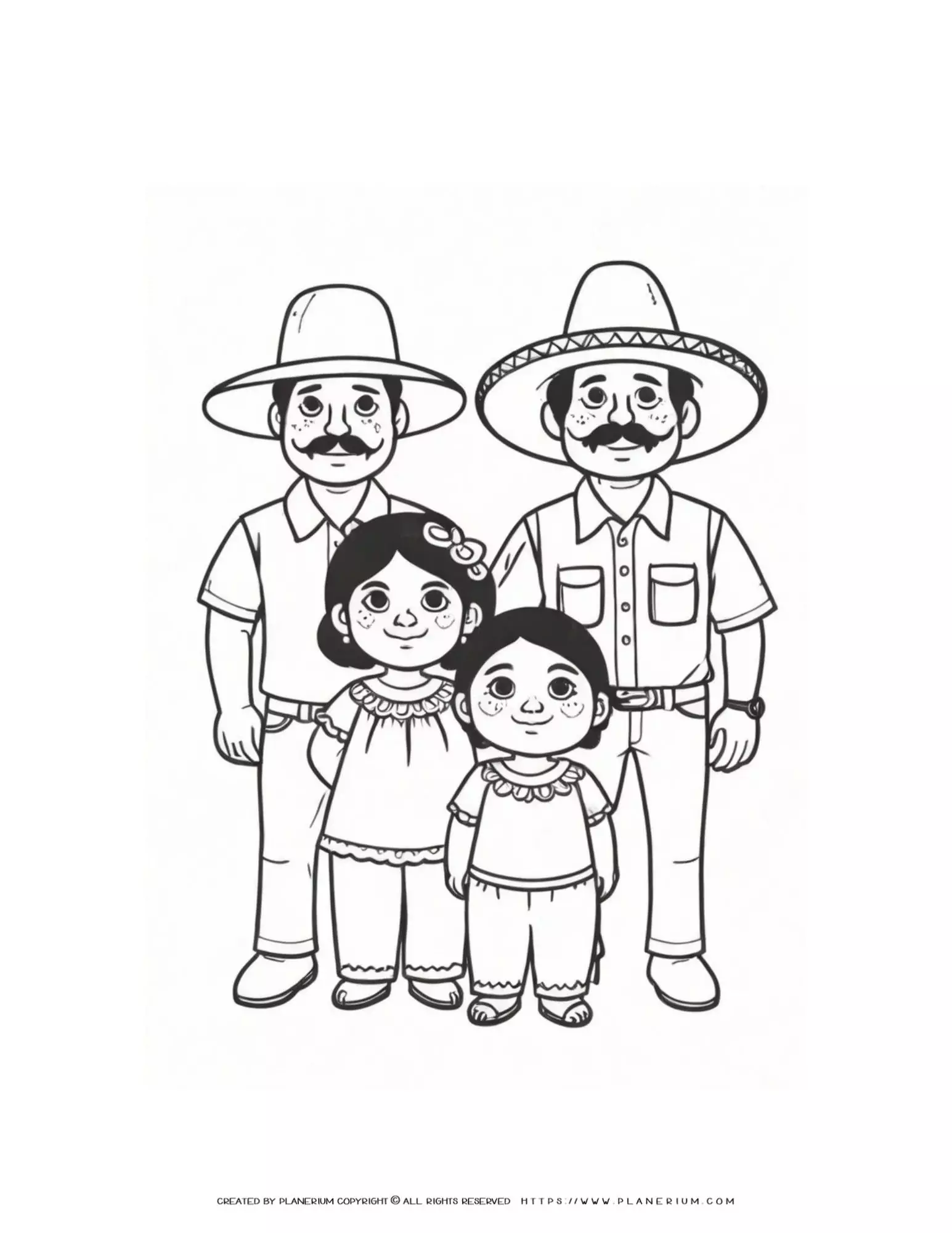 Engage Kids with Diverse 'Mexican Family' Coloring Page Activity