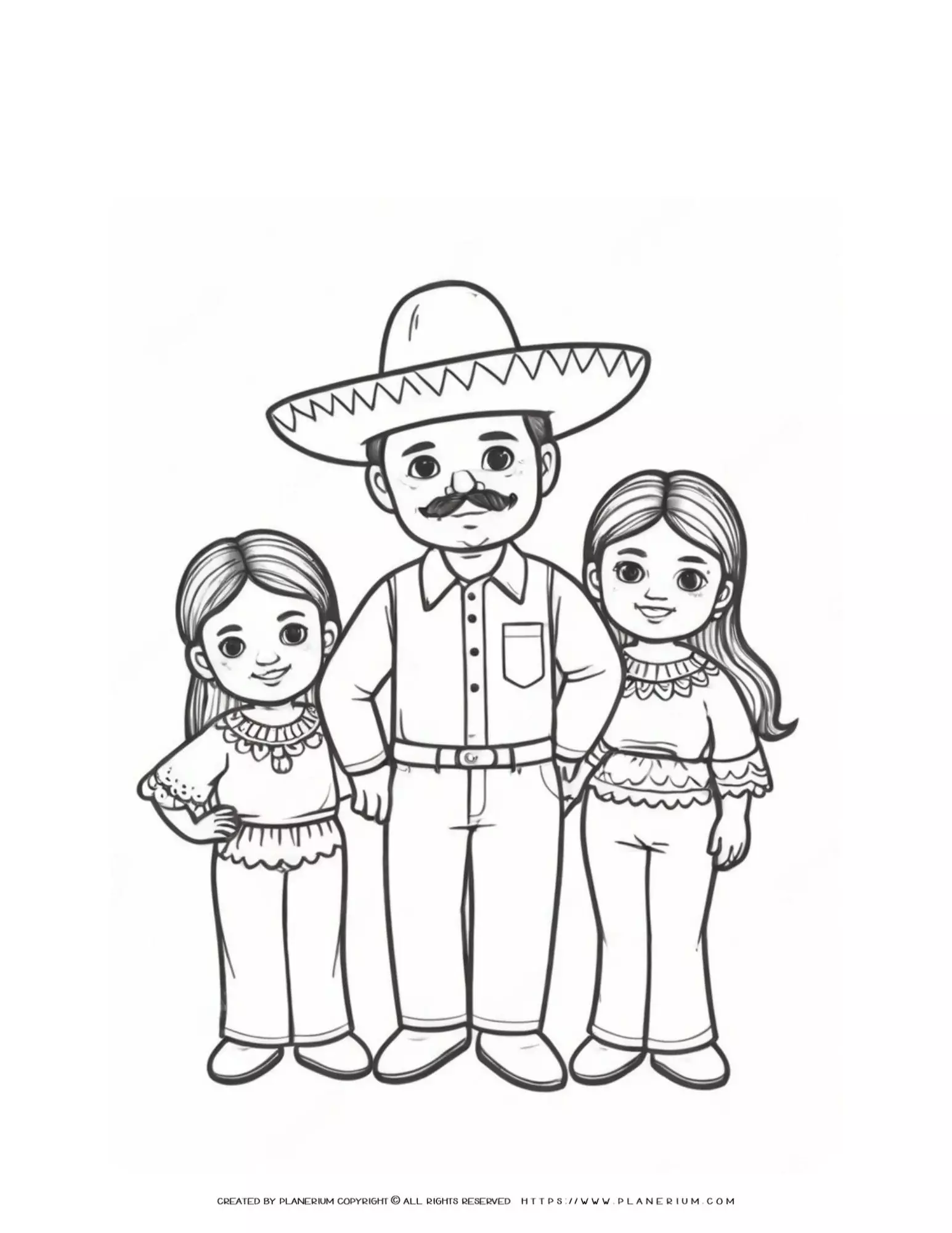 Engage Kids with a Mexican Family Coloring Page for Learning