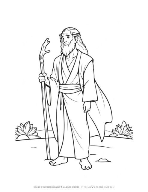 Printable Moses with Ten Commandments Coloring Page