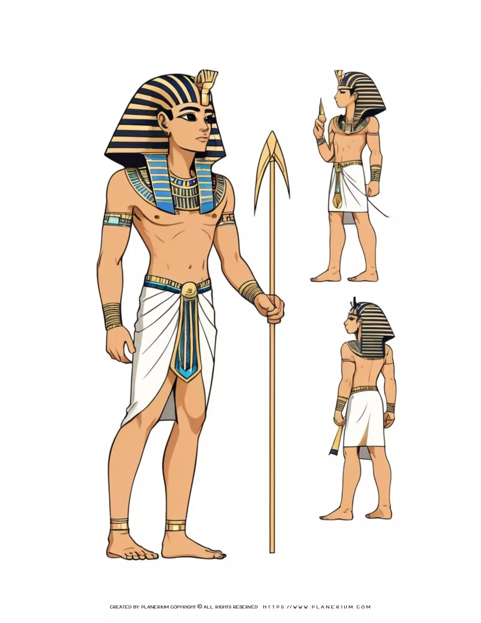 Colorful Pharaoh Standing Illustration Printables