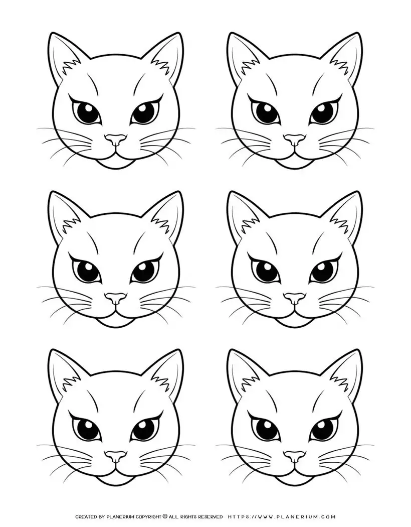 Free Cat Face Outlines Template for Crafts