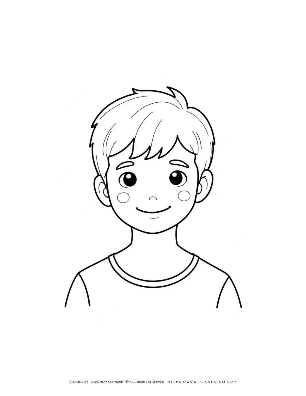 Coloring Page: Smiling Boy Portrait - Fun DIY Activity for Kids