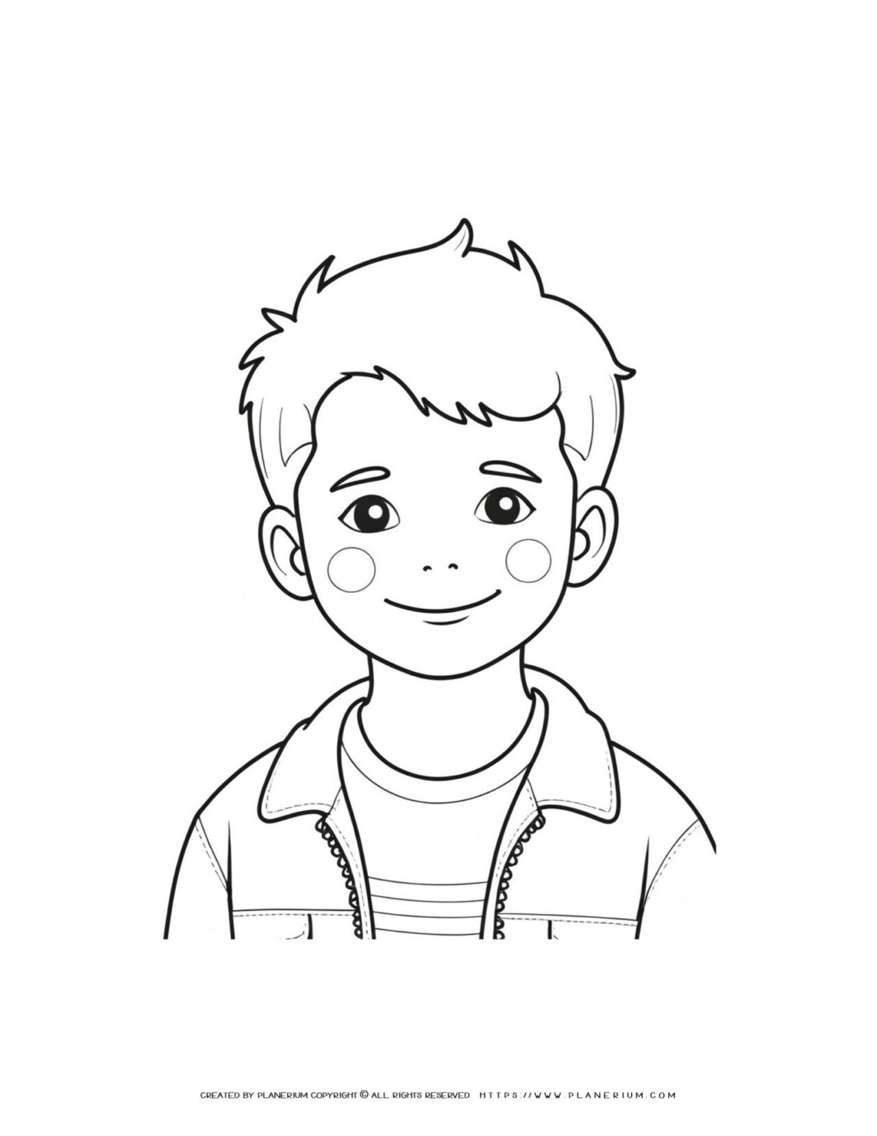 Boy Face Template - Curly Hair | Blank Template for Drawing and Coloring
