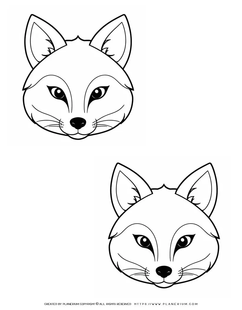 Cute Fox Face Outlines Coloring Page Printable