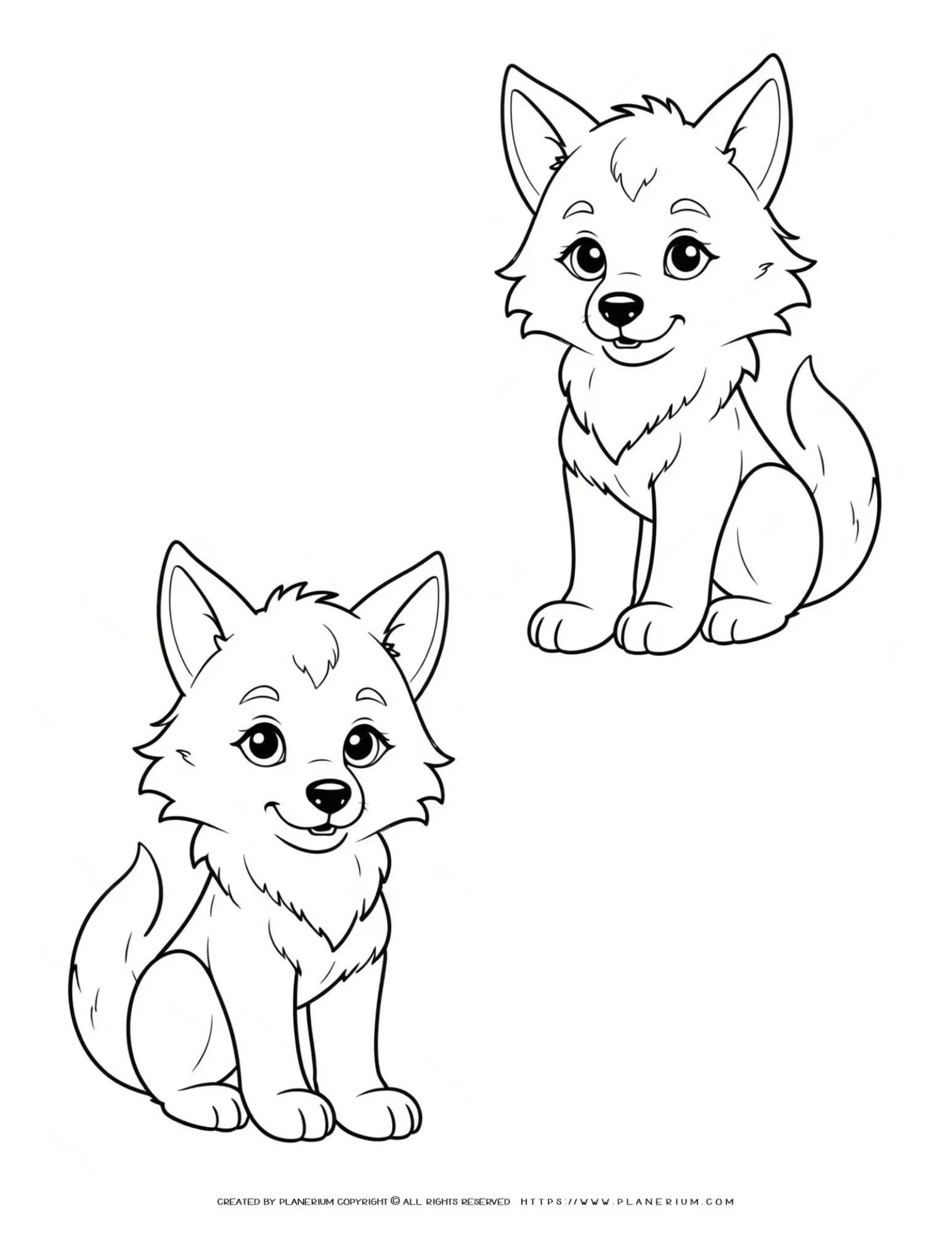 Two Cute Wolf Coloring Page for Kids - Fun and Engaging Activity