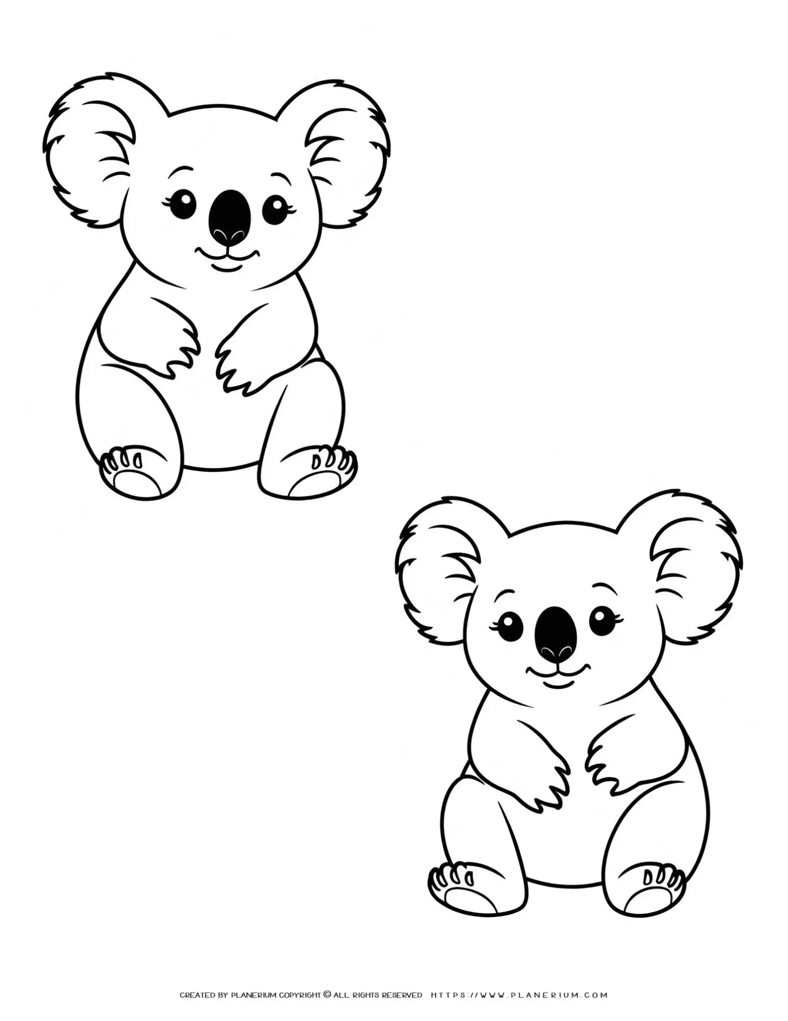 Koala Outlines Coloring Page for Kids - Fun and Educational Activity