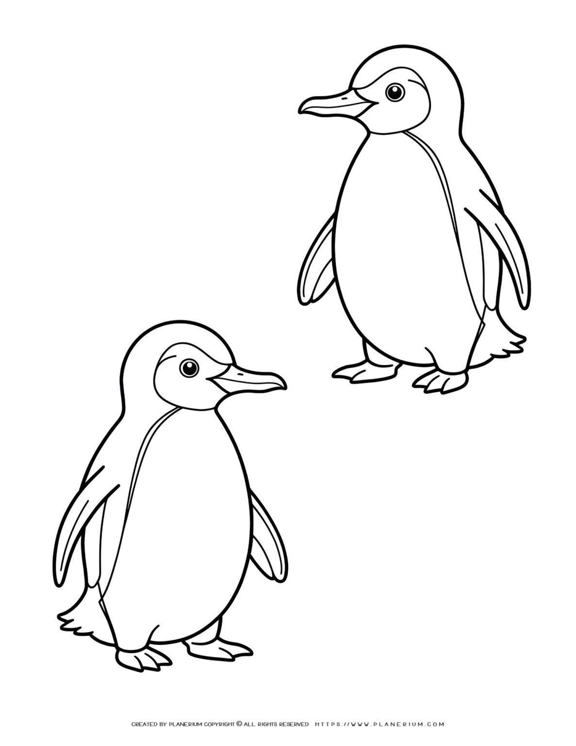 Boost Kids' Creativity with Two-Cartoon-Penguins Coloring Page Illustration