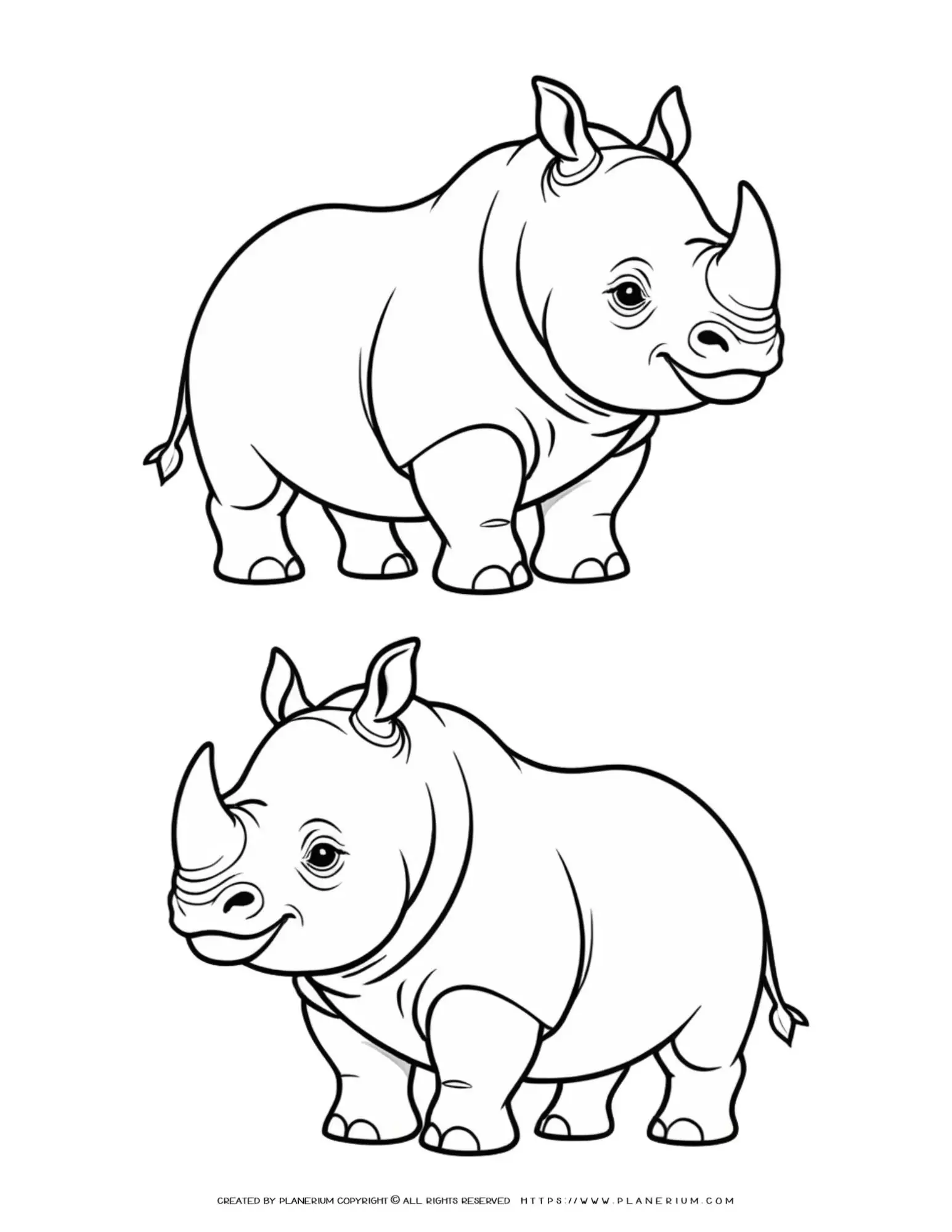 Rhinoceros Outline Coloring Pages for Kids - Fun and Educational Activity