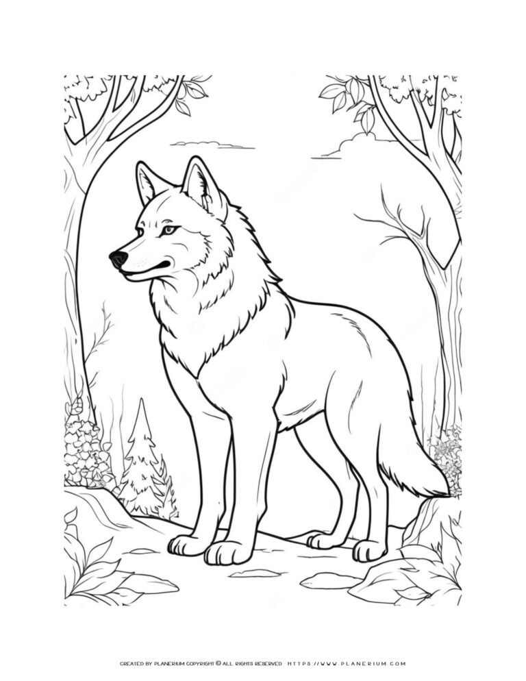 Stunning Wolf Side View Coloring Page - Printable Wildlife Sheet for ...