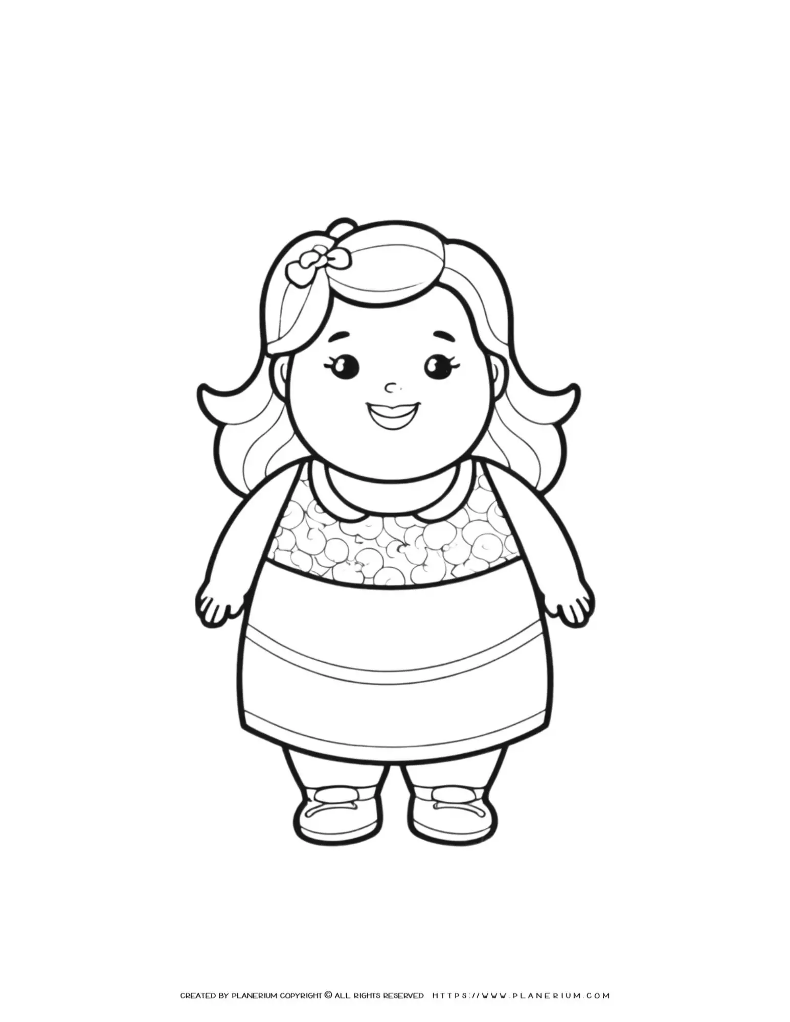 Fun and Happy Fat Girl Coloring Page for Kids
