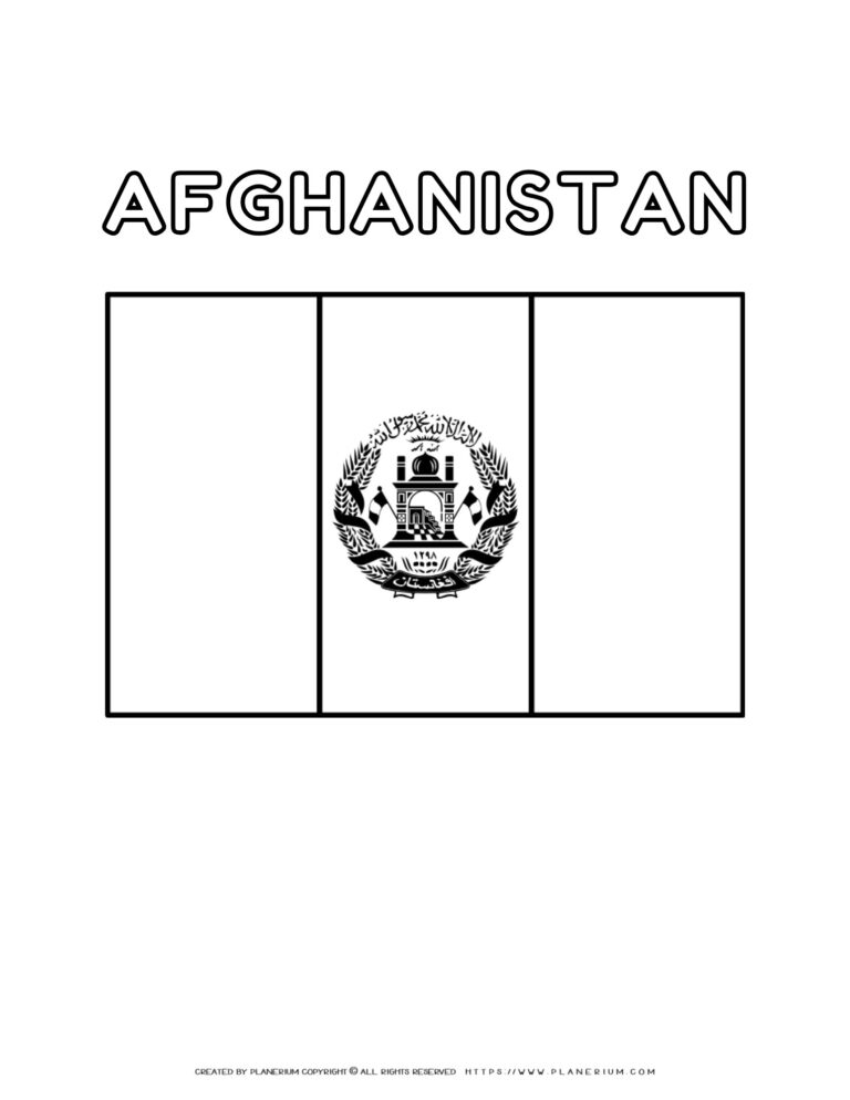 Afghanistan Flag Coloring Page - Printable Design for Kids